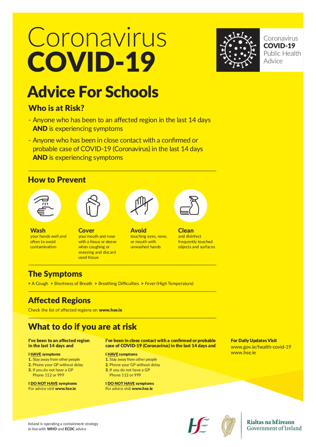 Coronavirus (COVID-19) - School Update - HFCS.ie